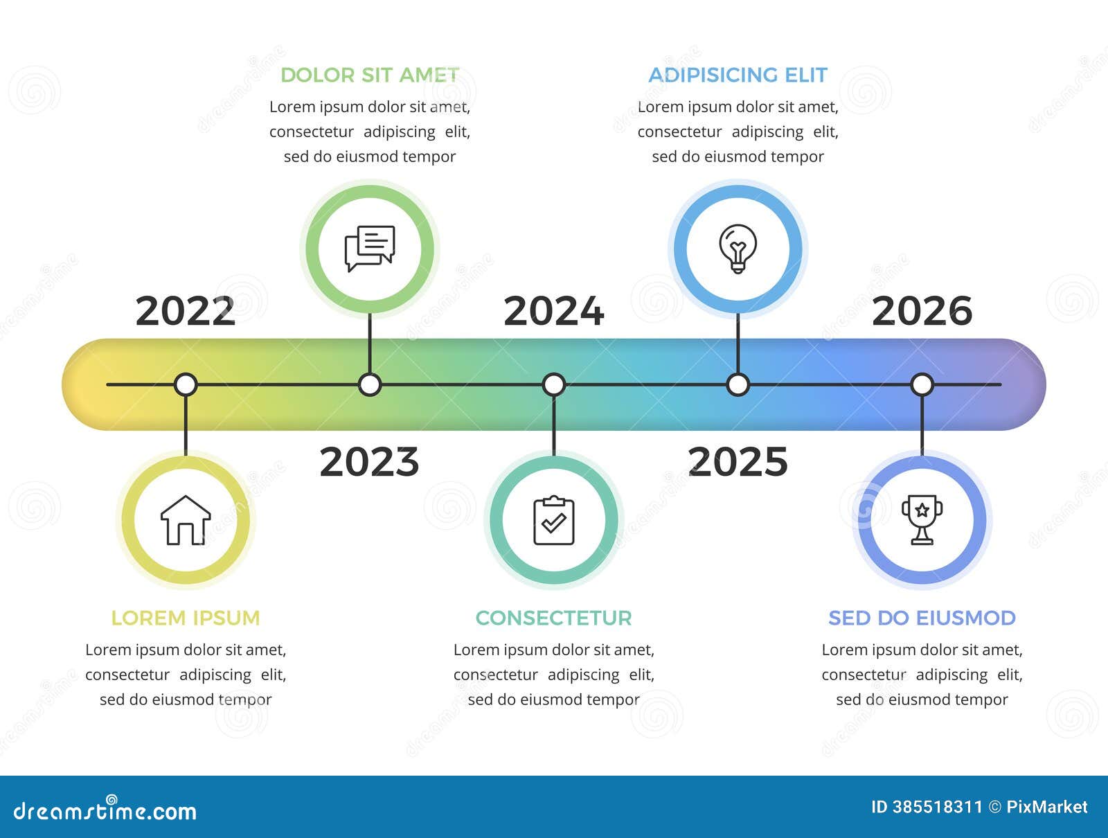 Roadmap With Colorful Circles With Copy Space On Twisted Rope On White ...