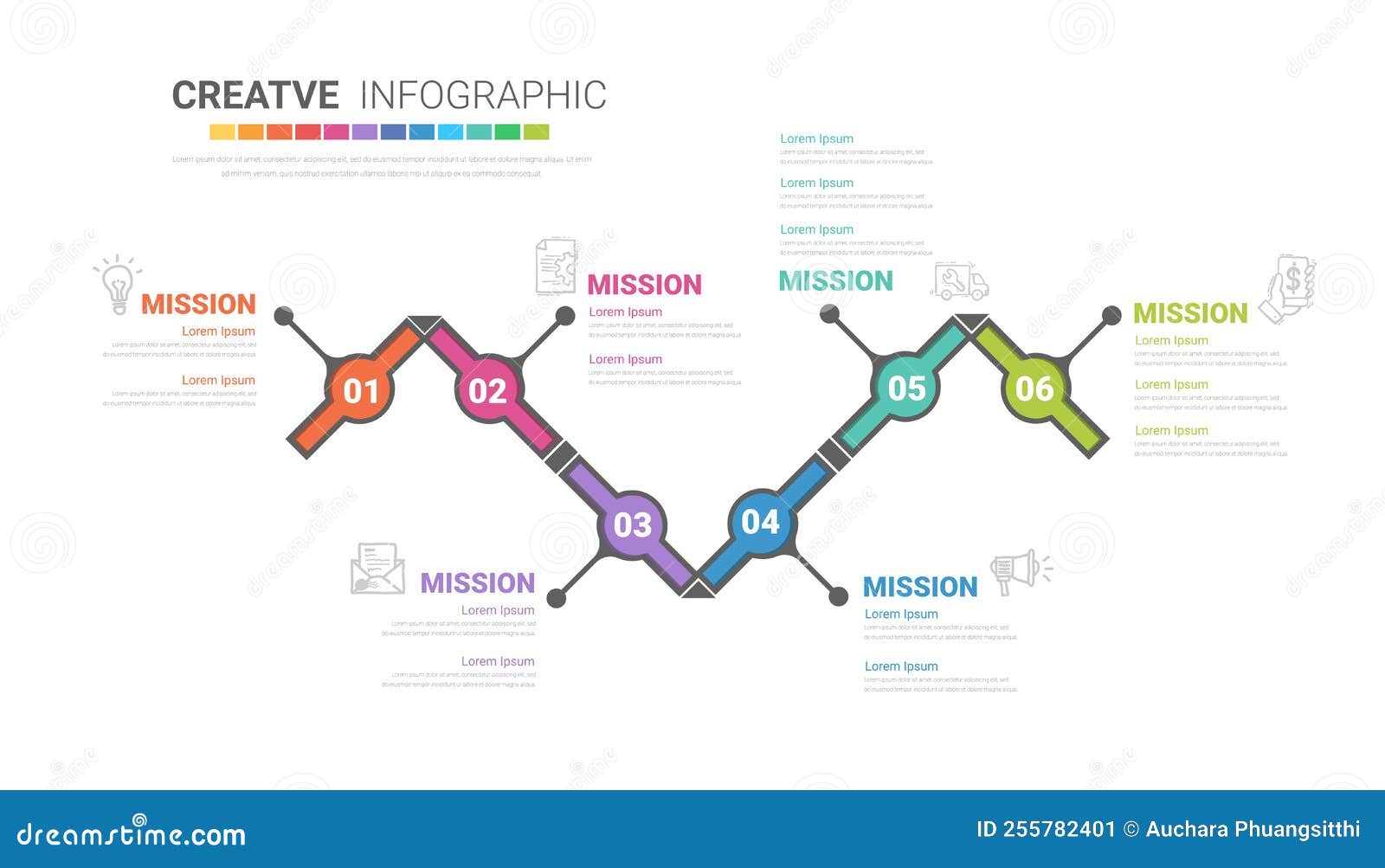 Timeline Infographic Template with 6 Options, Vector Infographics ...
