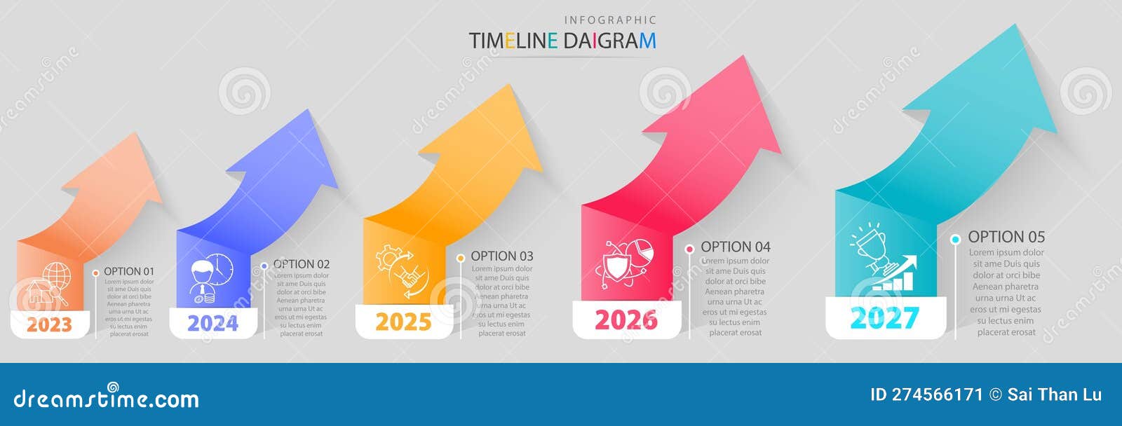 Timeline Infographic Template with 5 Optionsb for Display Business Data ...