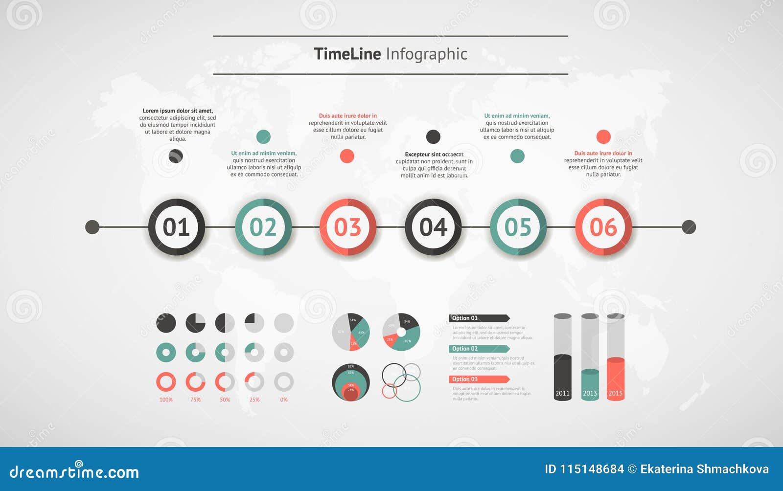 Timeline Infographic. World Map Stock Illustration - Illustration of ...
