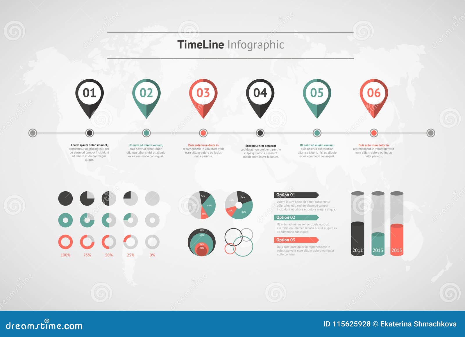Timeline Infographic. World Map Stock Illustration - Illustration of ...