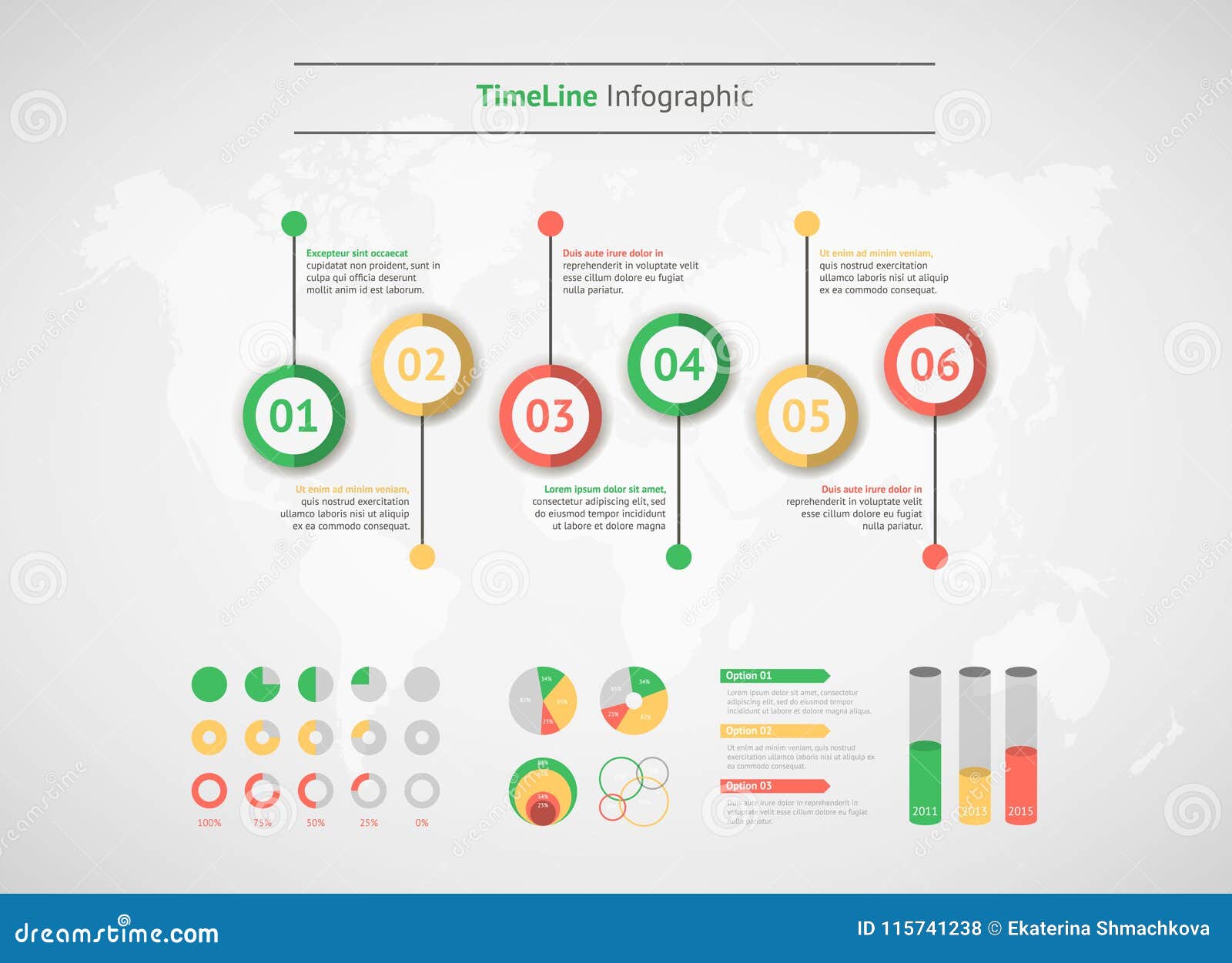 Timeline Infographic. World Map Stock Illustration - Illustration of ...
