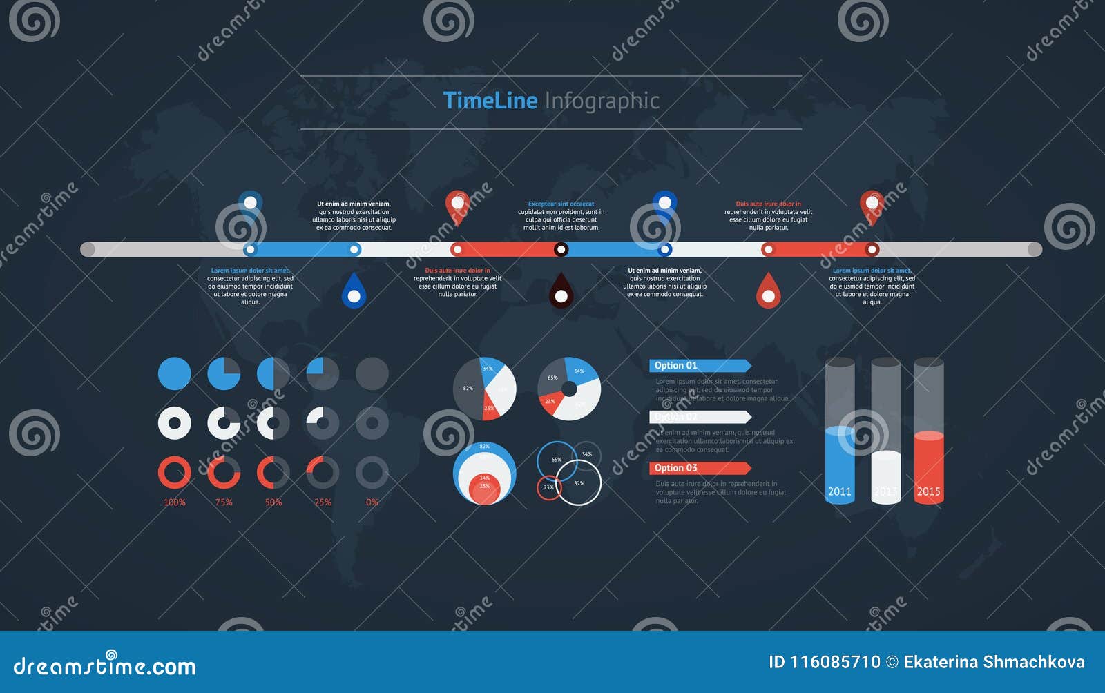 Timeline Infographic. World Map Stock Illustration - Illustration of ...