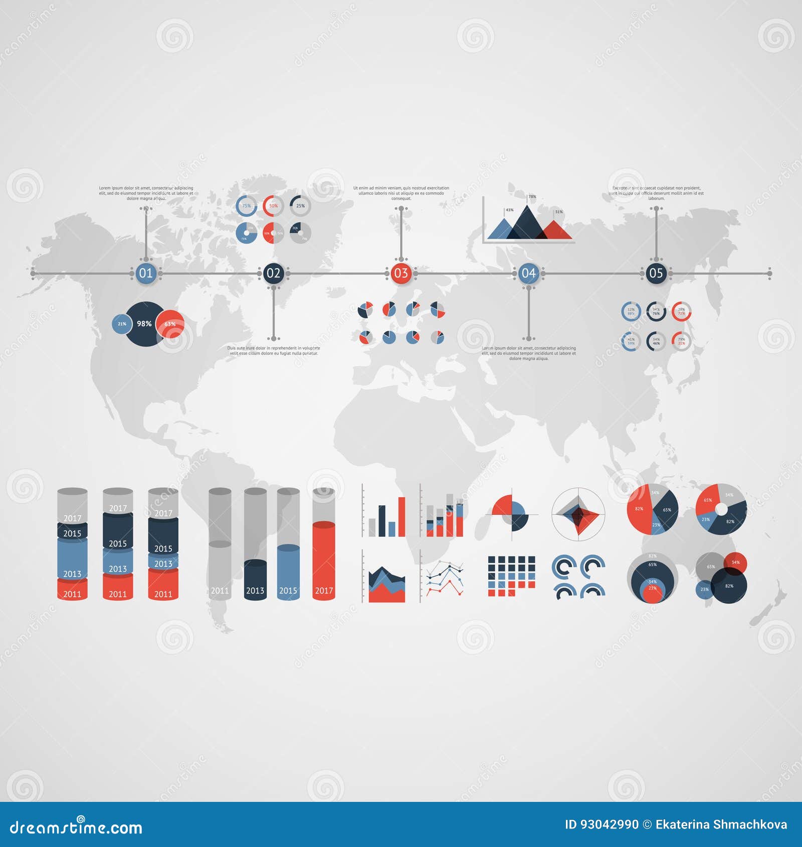Timeline Infographic. World Map Stock Vector - Illustration of elements ...