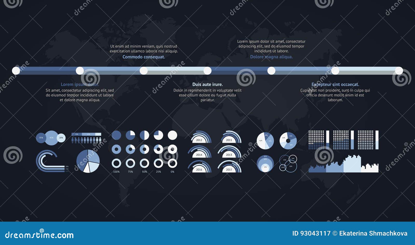 Timeline Infographic. World Map Stock Vector - Illustration of light ...