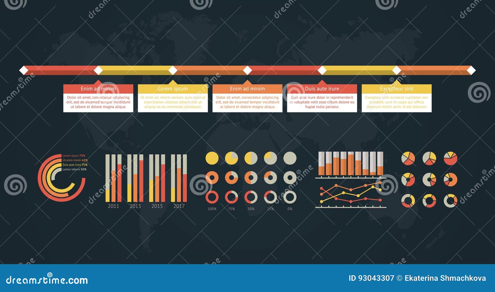 Timeline Infographic. World Map Stock Illustration - Illustration of ...