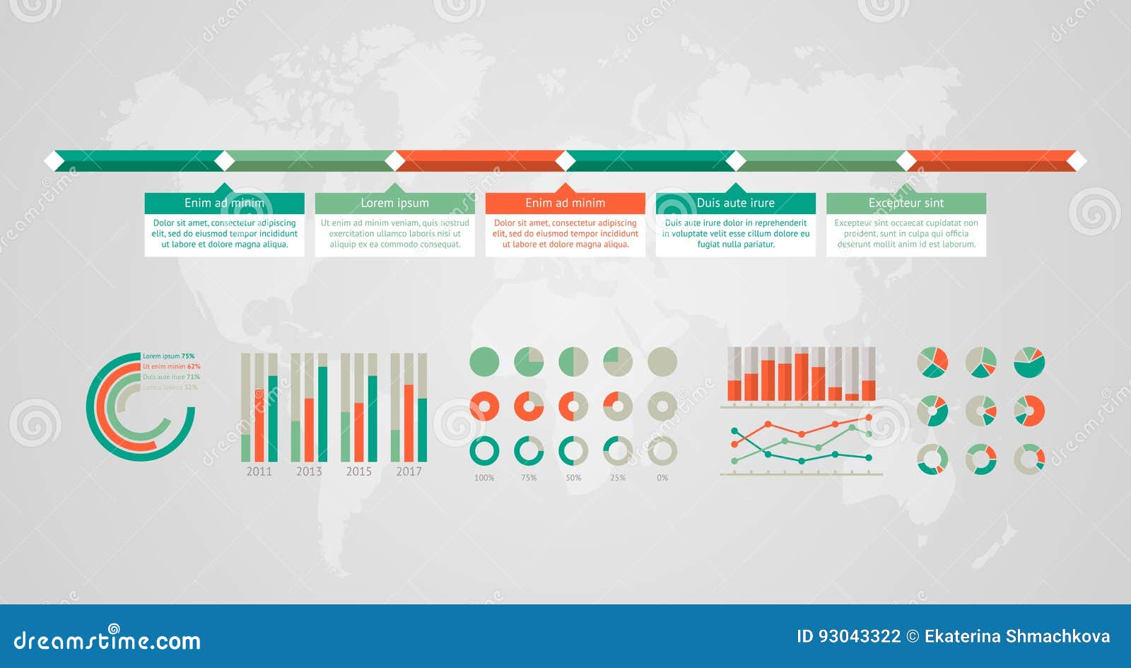 Timeline Infographic. World Map Stock Vector - Illustration of business ...