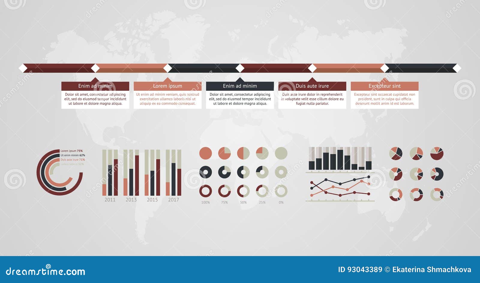 Timeline Infographic. World Map Stock Illustration - Illustration of ...