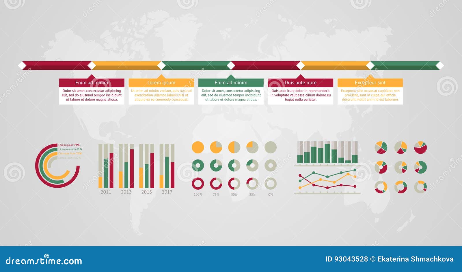 Timeline Infographic. World Map Stock Vector - Illustration of colorful ...