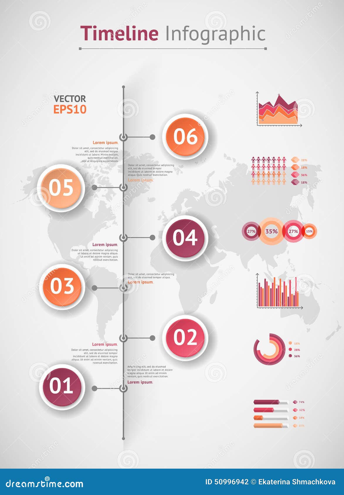 Timeline Infographic. World Map Stock Illustration - Illustration of ...