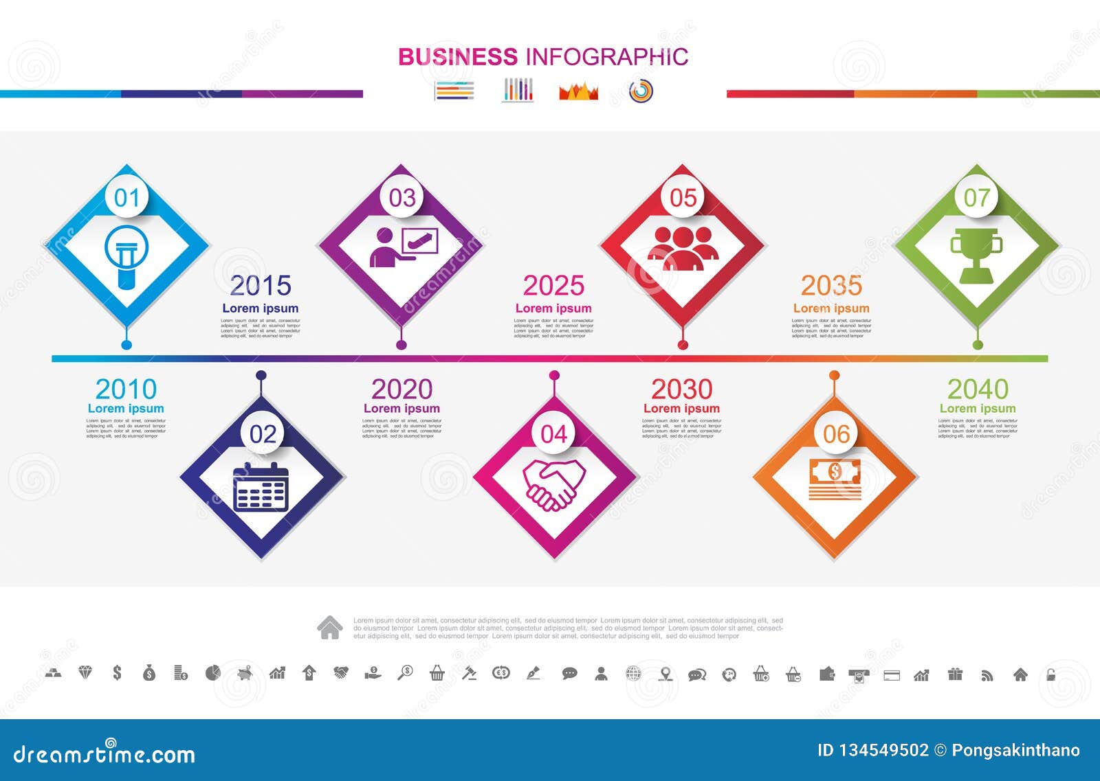 Timeline Infographics Business Success Concept with Graph. No6 Stock ...