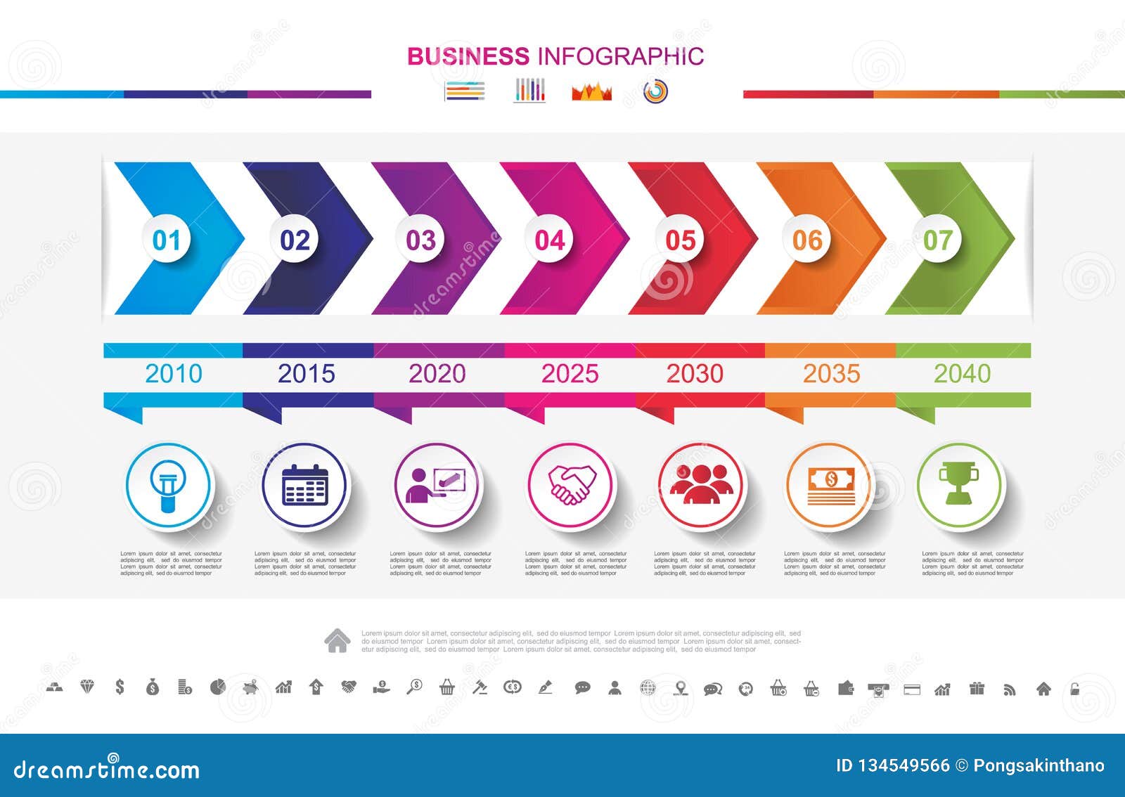 Timeline Infographics Business Success Concept with Graph. No9 Stock ...