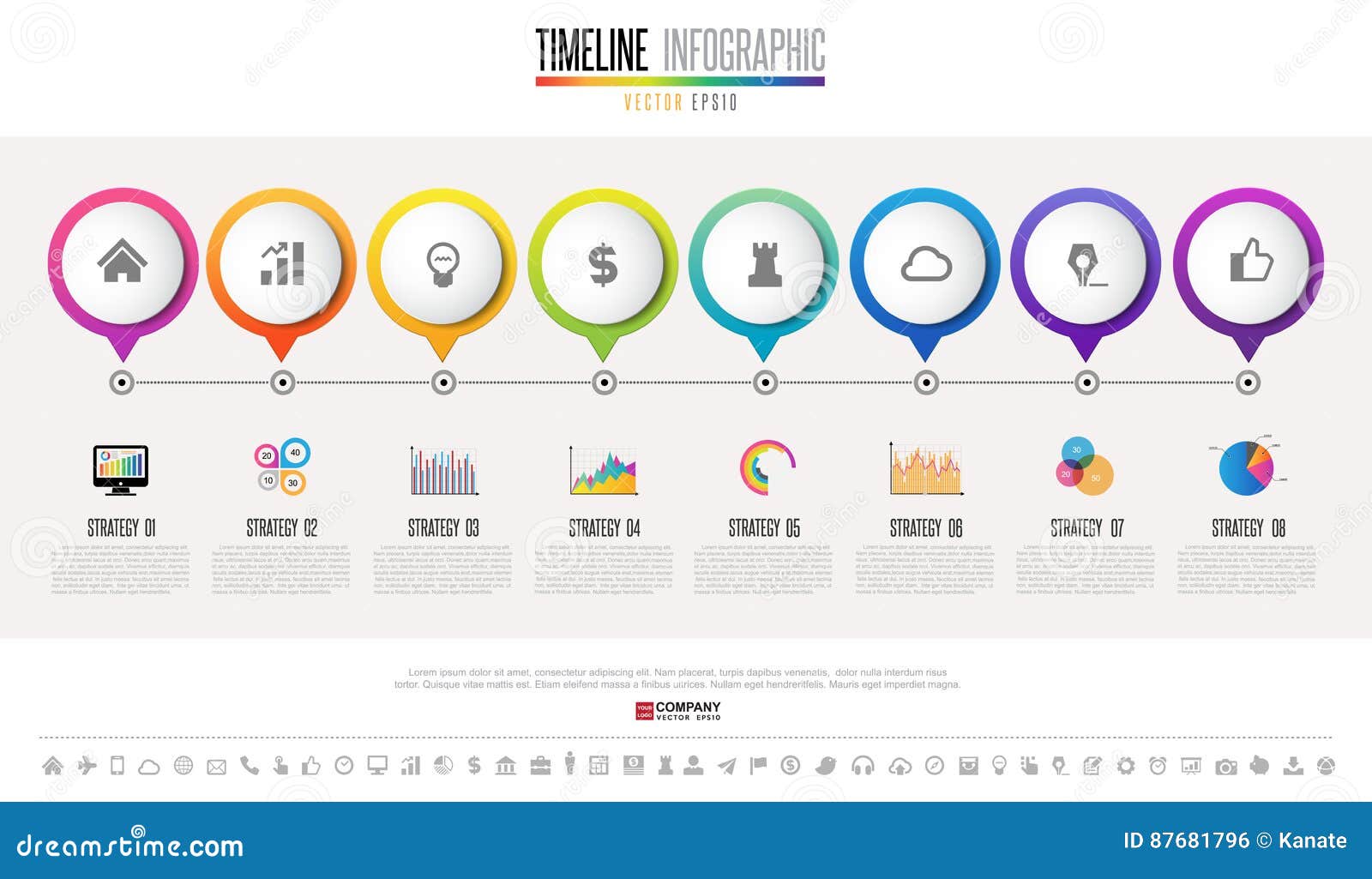 Timeline Infographics Design Template Editorial Photo - Illustration of ...