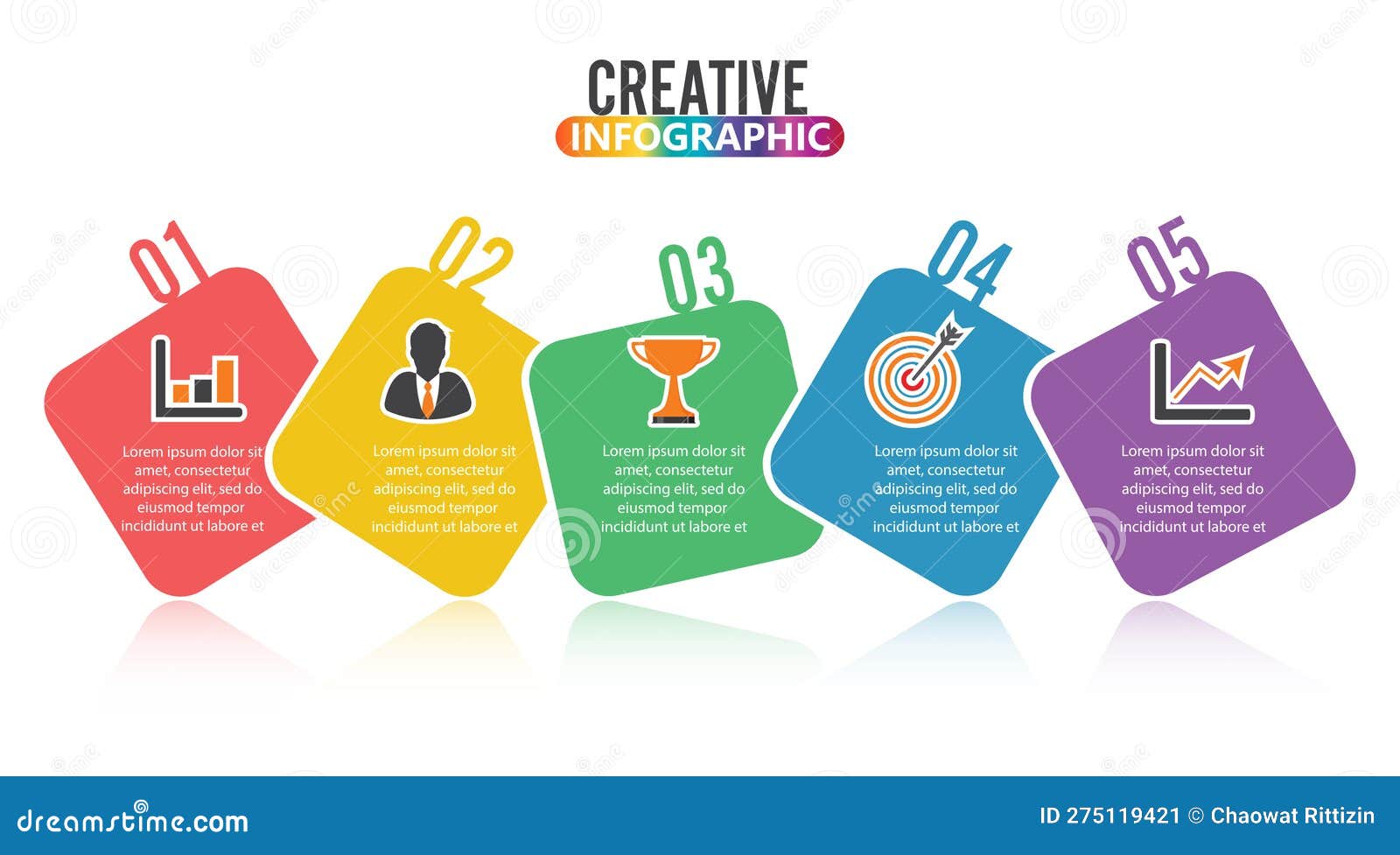 Timeline Infographics Design Template with 5 Options, Process Diagram, Vector Eps10 Illustration ...