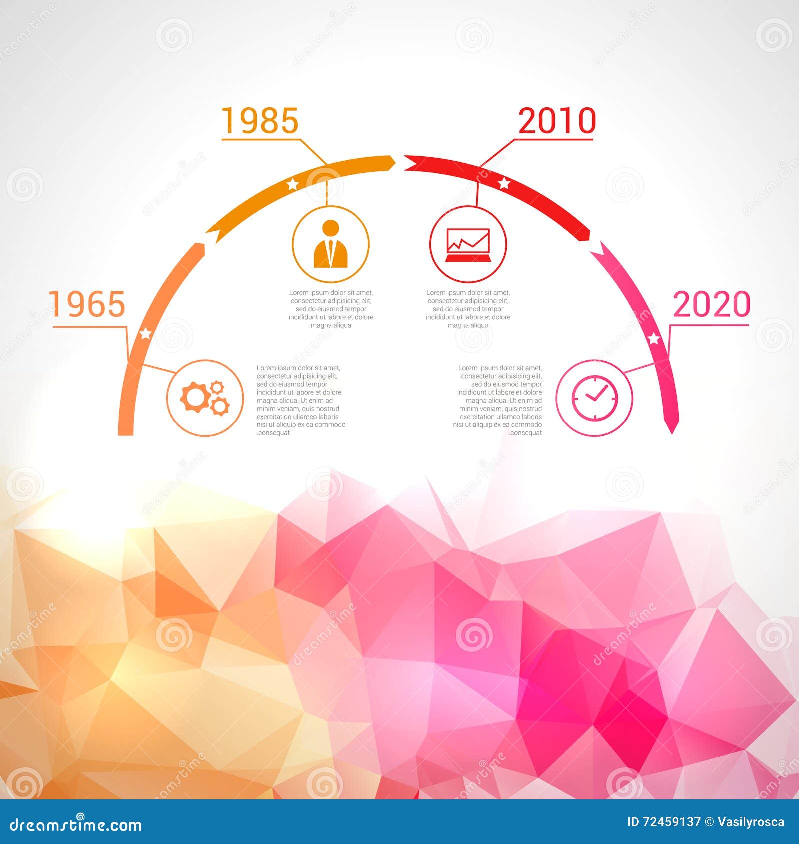 Timeline Infographics, Elements and Icons. Triangle Trendy Design Stock ...