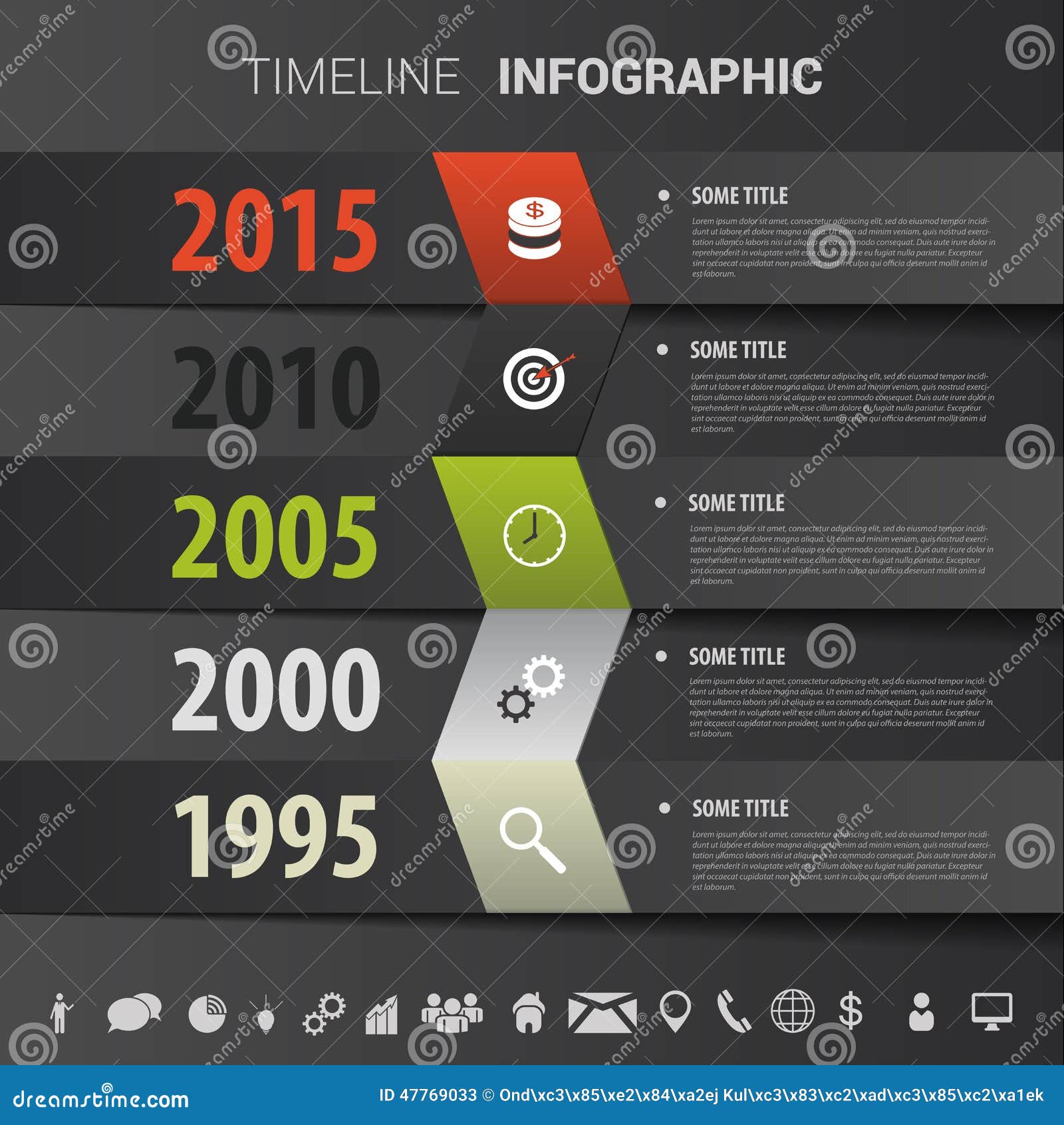 Timeline Infographics, Elements with Icons. Vector Black Stock Vector ...