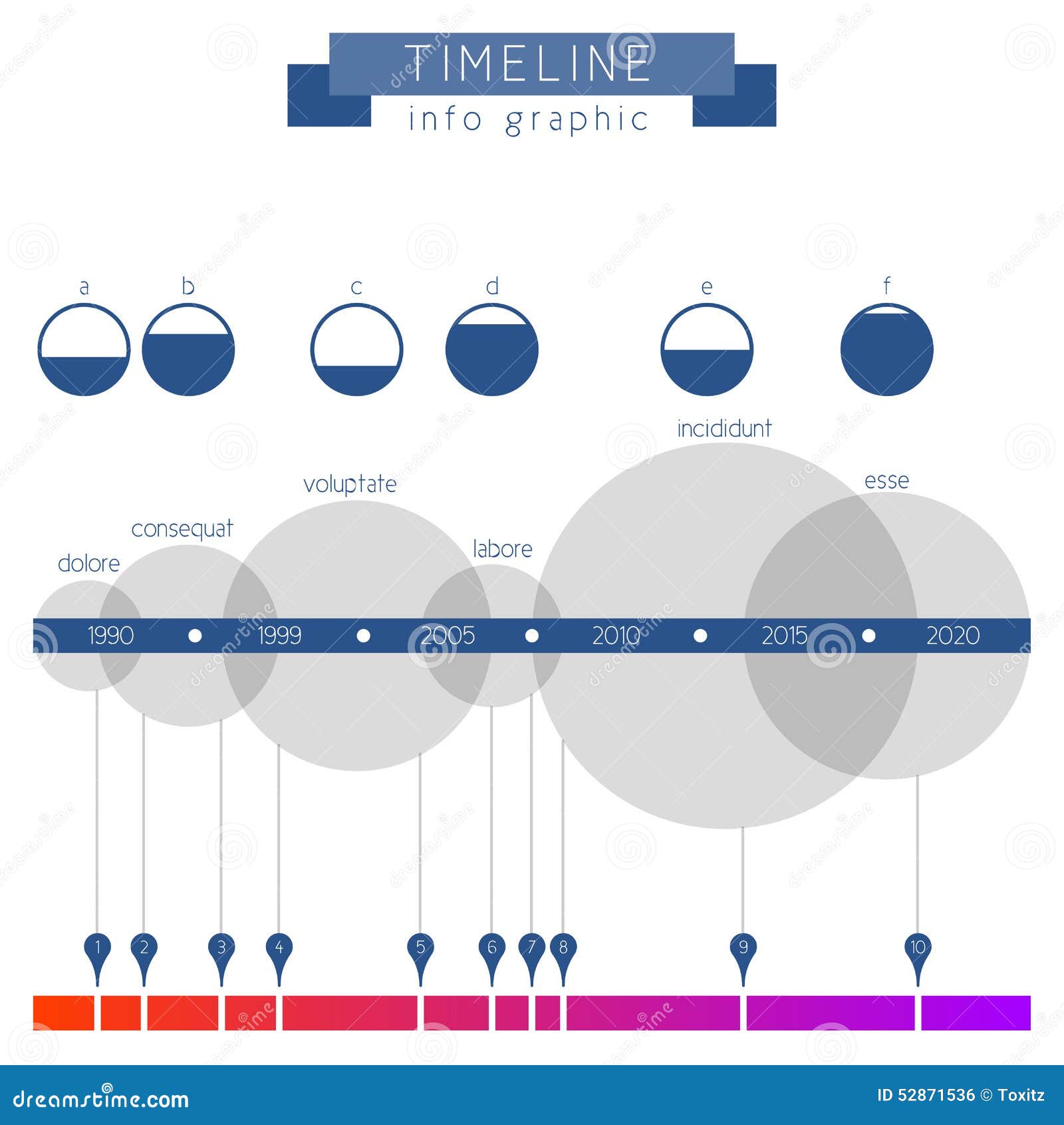 Timeline Infographics with Footnotes and Index Gradient. Fullnes Stock ...