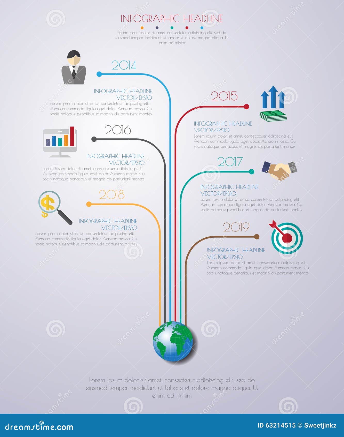 Timeline Infographics with Icons Set. Stock Vector - Illustration of ...