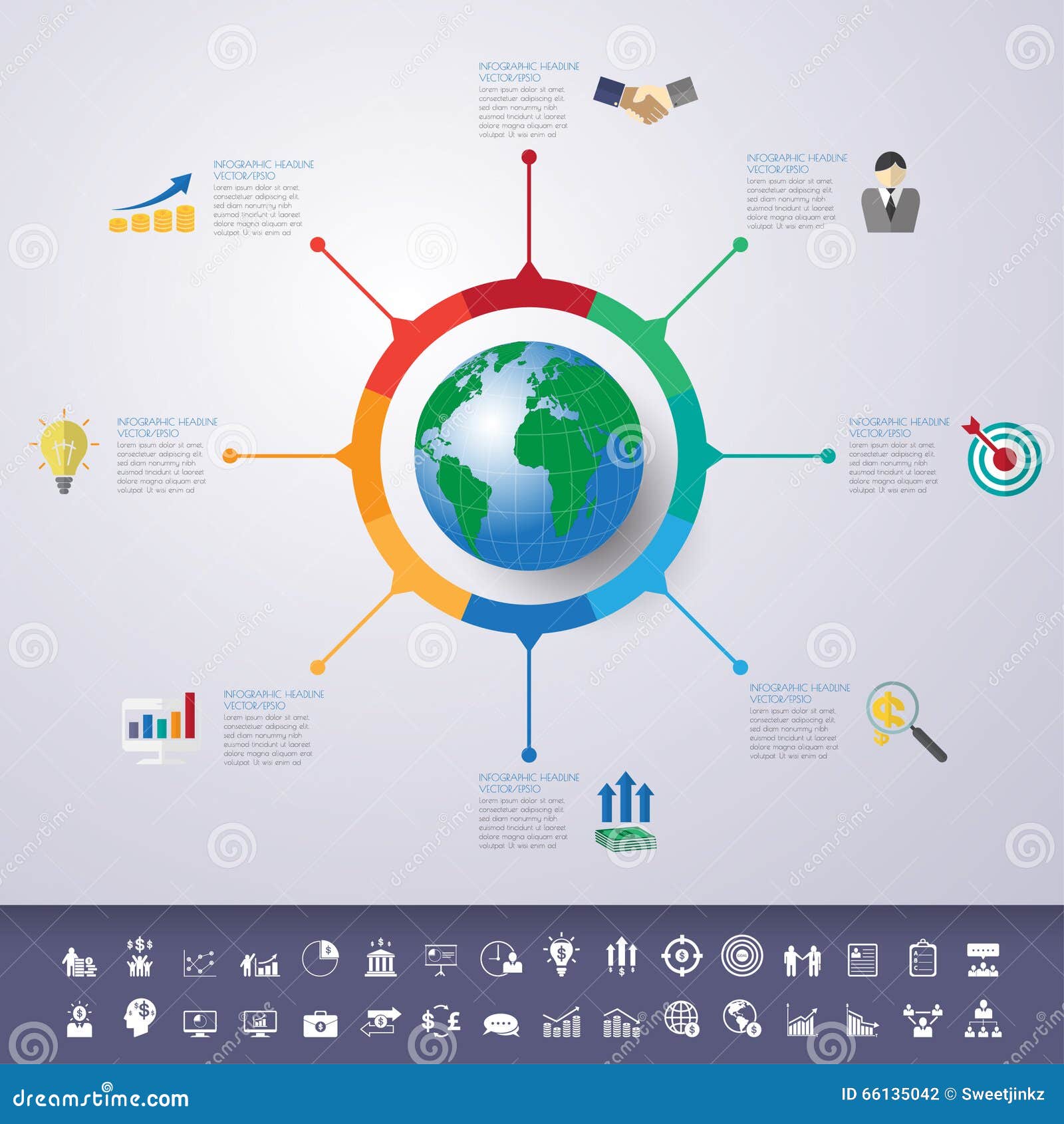 Timeline Infographics with Icons Set. Stock Vector - Illustration of ...