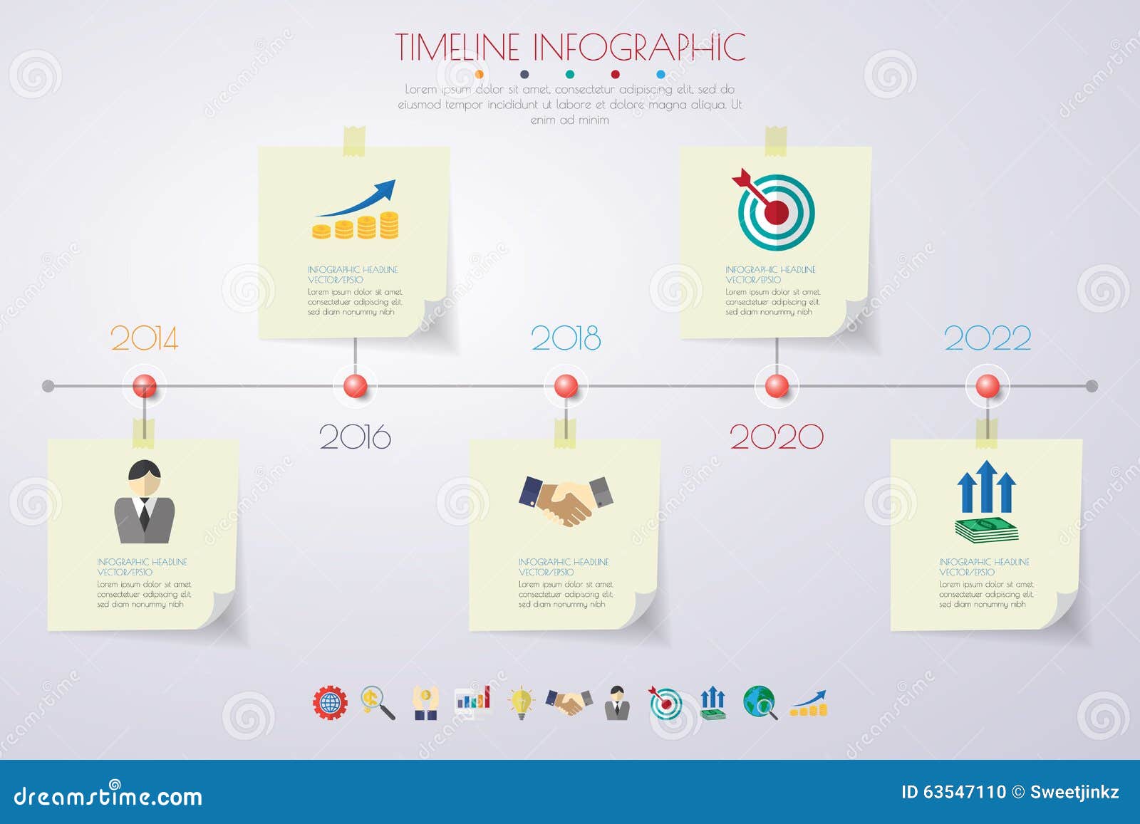 Timeline Infographics with Icons Set. Vector. Illustration. Stock ...