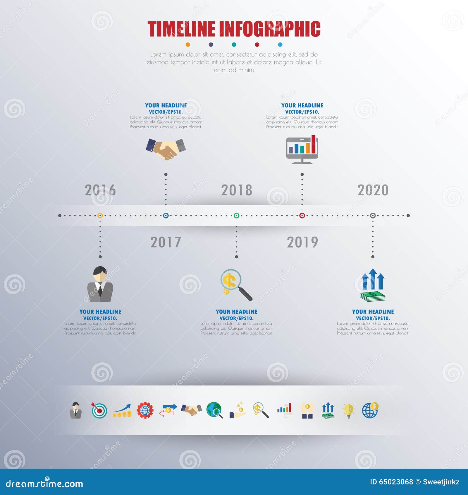 Timeline Infographics with Icons Set. Vector. Illustration. Stock ...