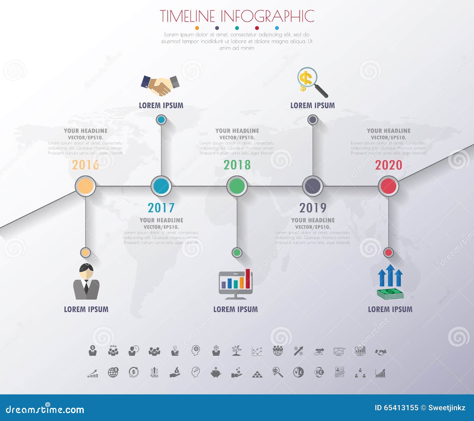 Timeline Infographics with Icons Set. Vector. Illustration. Stock ...