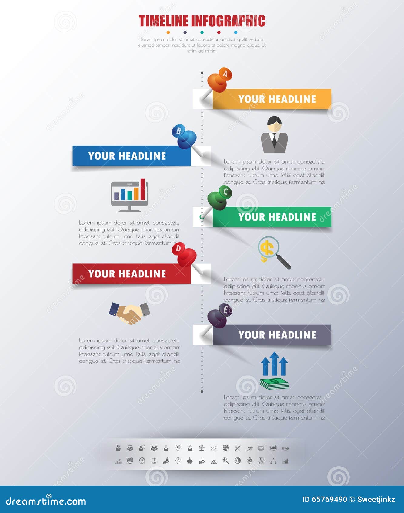 Timeline Infographics with Icons Set. Vector. Illustration. Stock ...