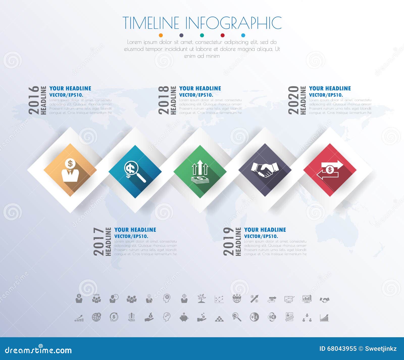 Timeline Infographics with Icons Set. Vector. Illustration. Stock ...