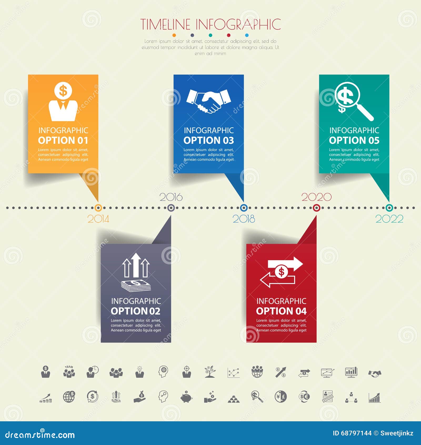 Timeline Infographics with Icons Set. Vector. Illustration. Stock ...