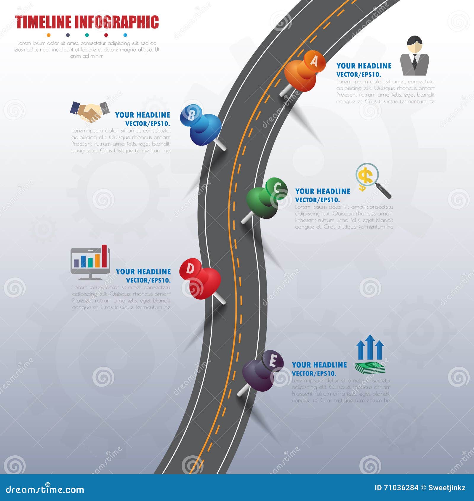 Timeline Infographics with Icons Set. Vector. Illustration. Stock ...