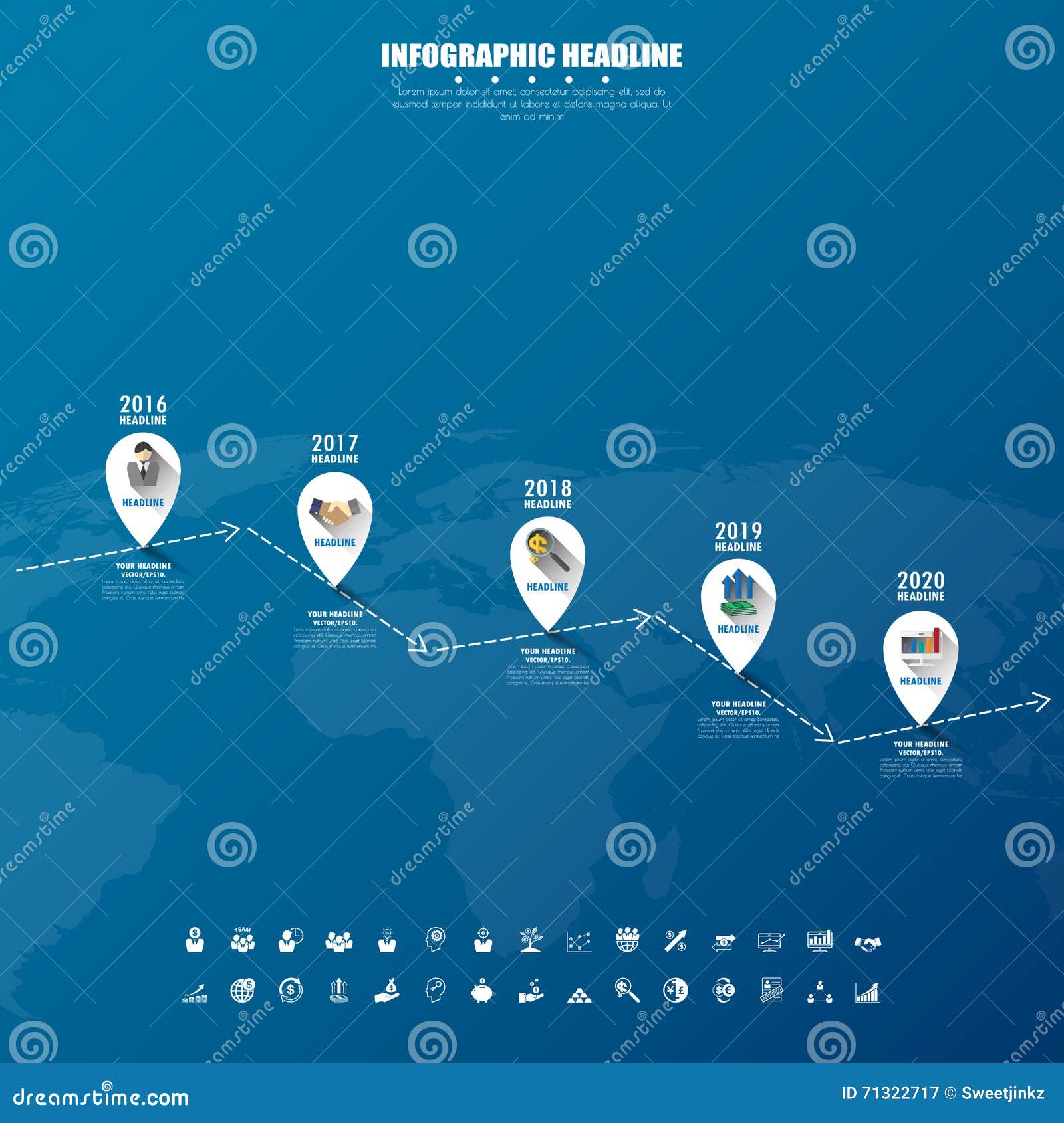 Timeline Infographics with Icons Set. Vector. Illustration. Stock ...