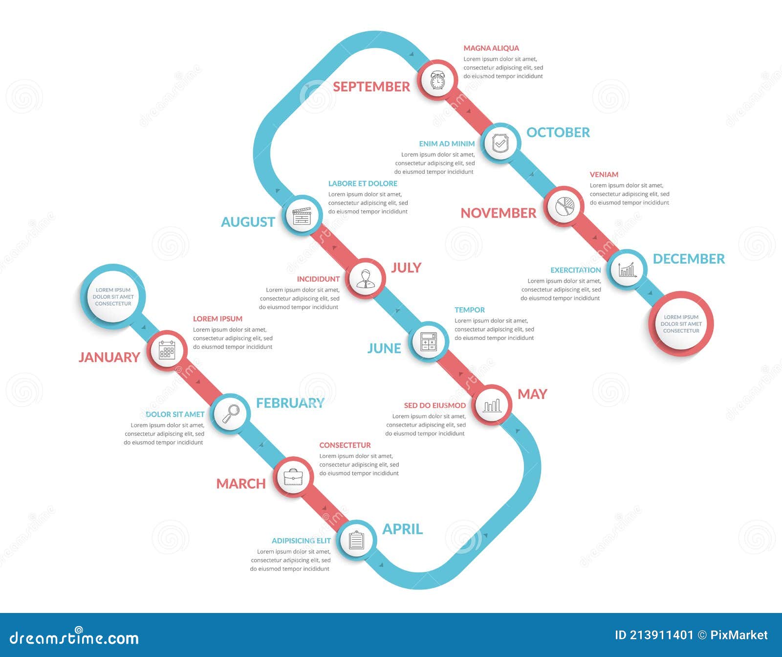 Timeline Infographics stock vector. Illustration of agenda - 213911401