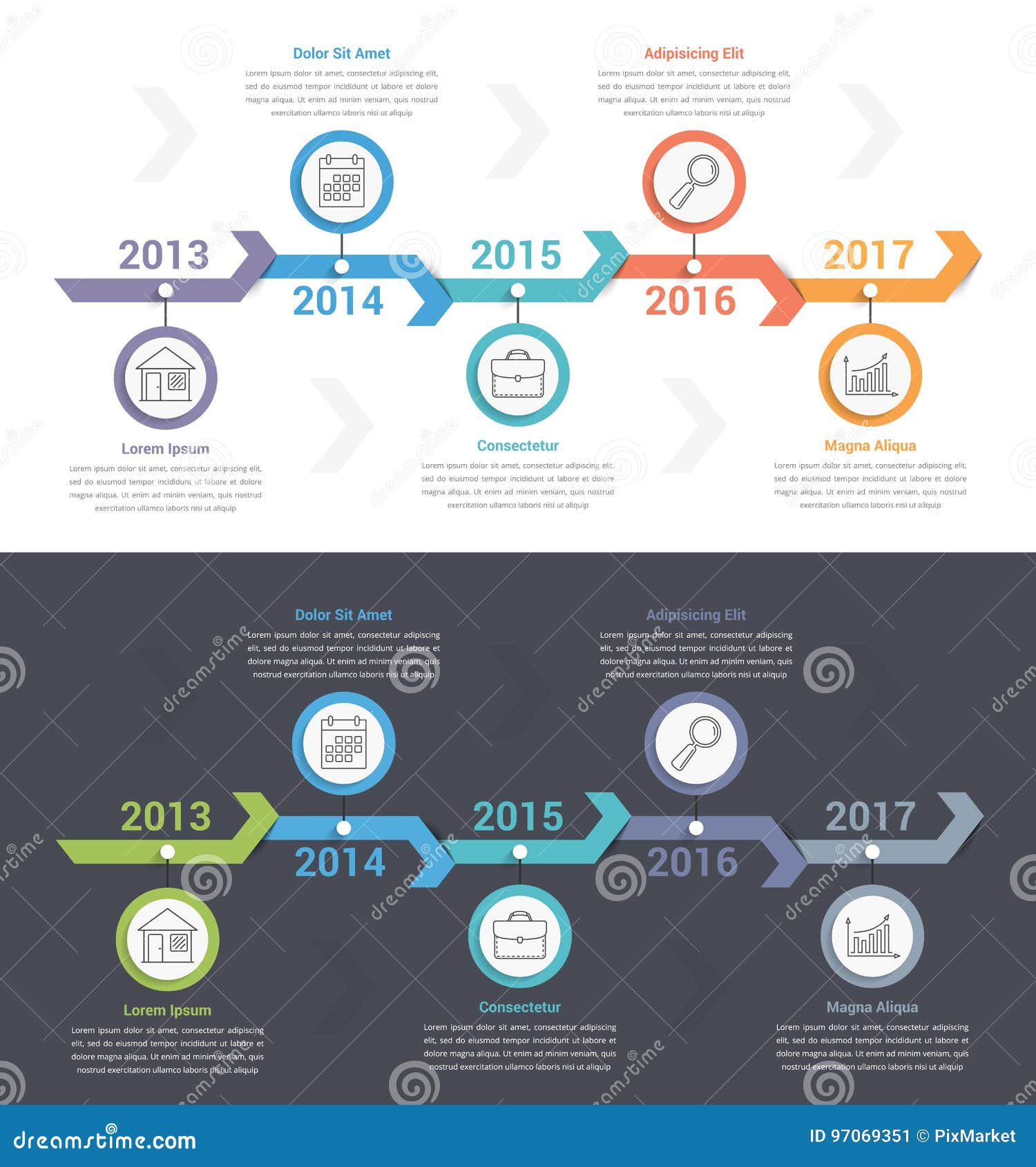 Timeline Infographics stock vector. Illustration of flowchart - 97069351