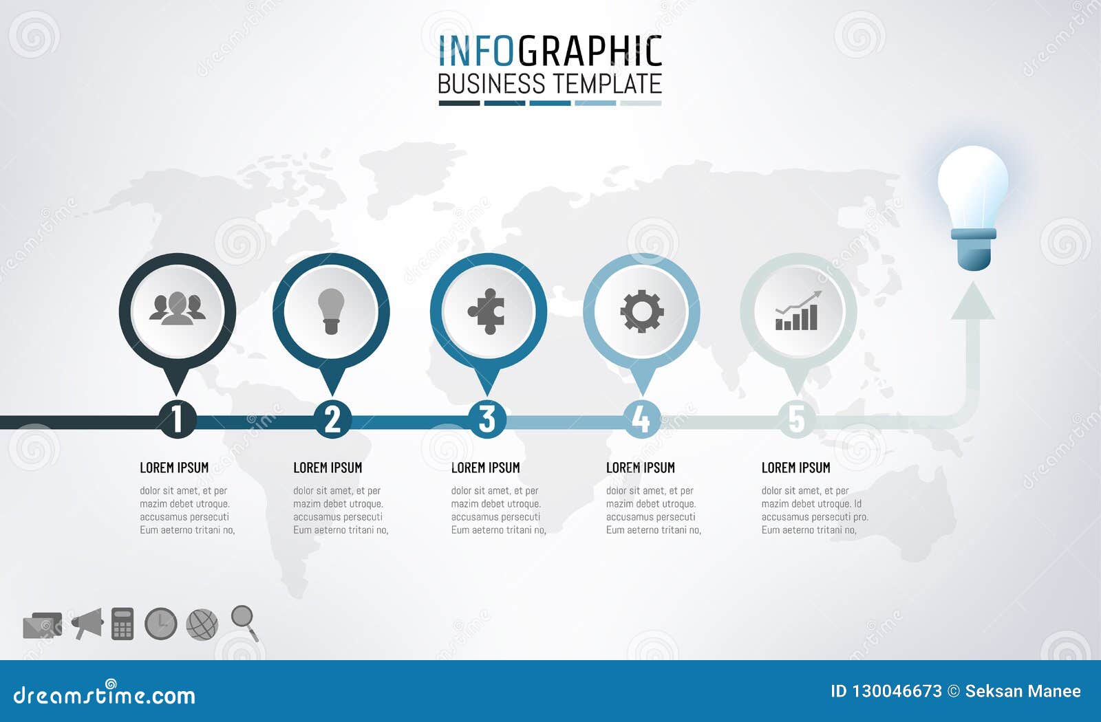 Timeline Infographics Template Design With 5 Steps, Processes, Work ... Timeline Infographics Template Design With 5 Steps, Processes, Work ...