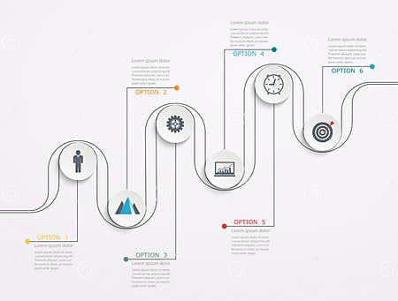 Timeline, Infographics Template with Stepwise Structure with 6 Steps ...