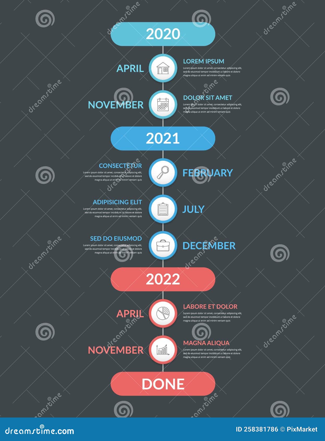 Timeline Infographics stock vector. Illustration of infochart - 258381786