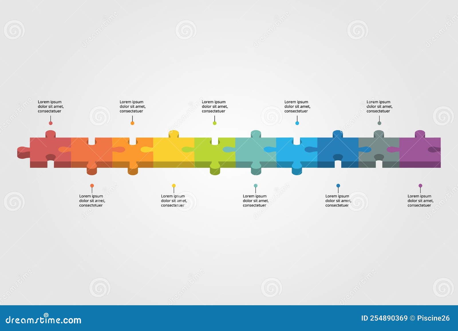 Timeline Jigsaw Graph Chart Template for Infographic for Presentation ...