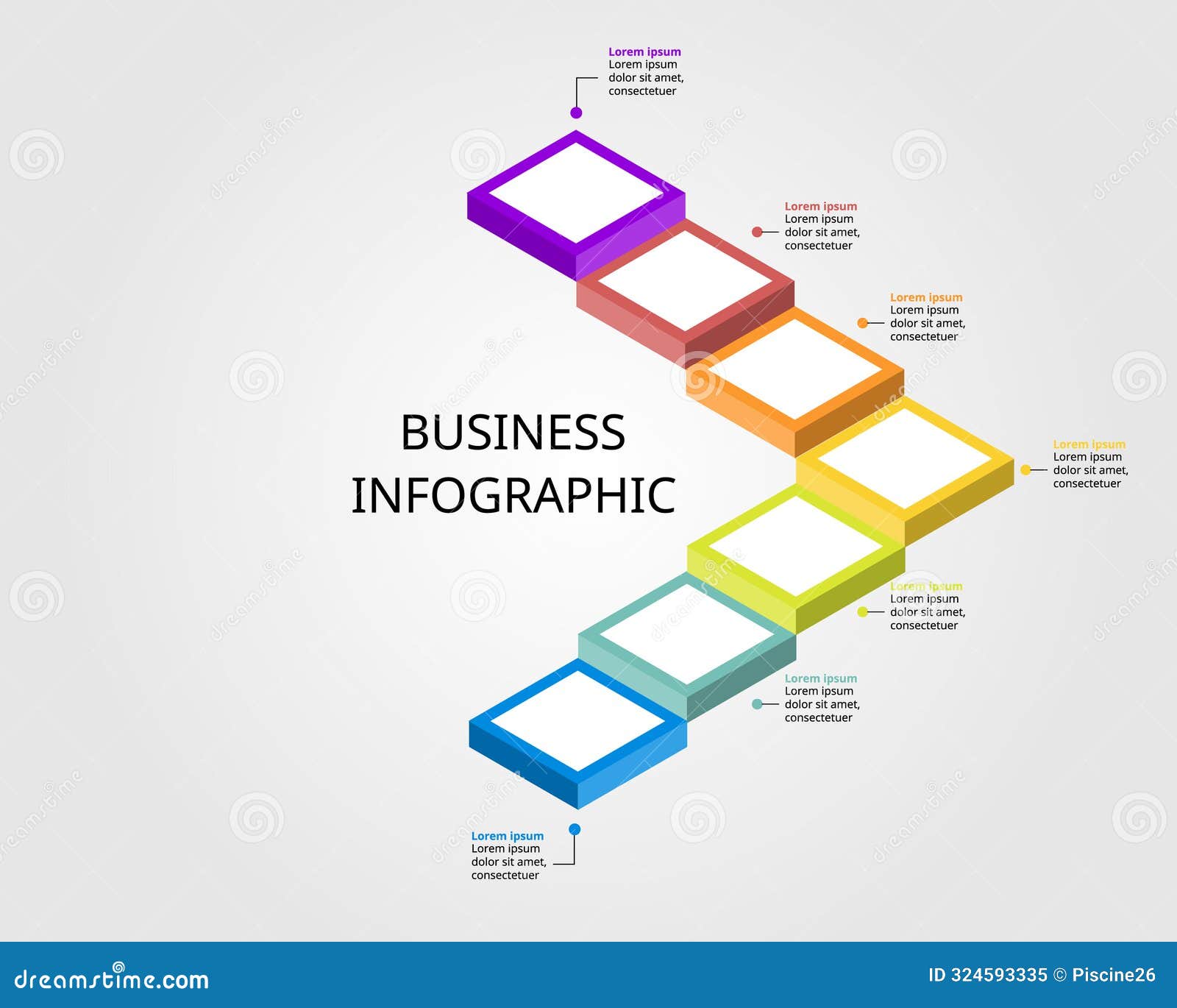 Timeline Ladder Level for Infographic Presentation Template with 7 ...