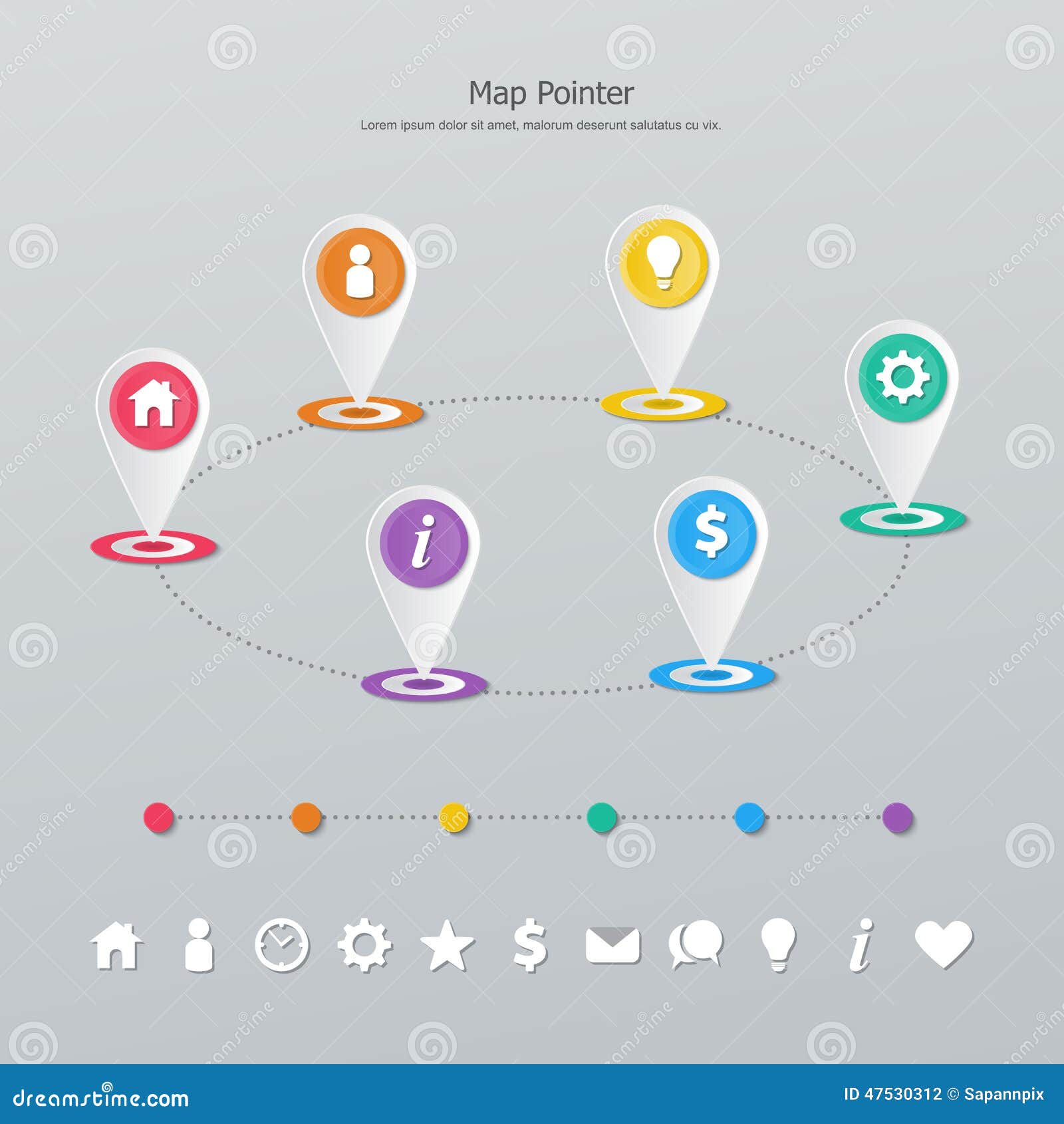 Timeline map pointer stock illustration. Illustration of circle - 47530312