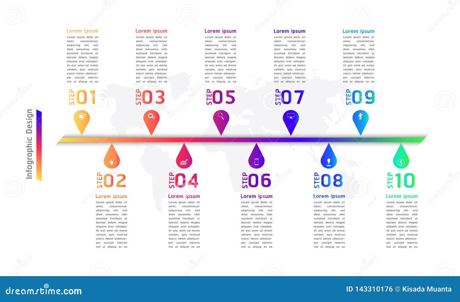 Timeline Mark Point Infographic Design 10 Steps Vector Illustration ...