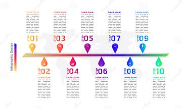 Timeline Mark Point Infographic Design 10 Steps Vector Illustration ...