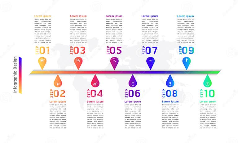Timeline Mark Point Infographic Design 10 Steps Vector Illustration ...