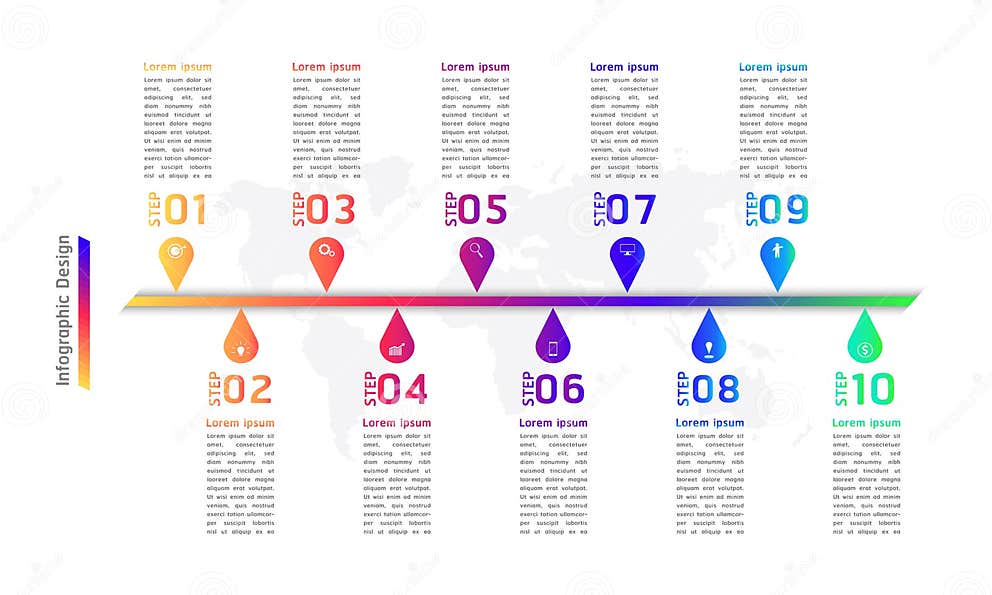 Timeline Mark Point Infographic Design 10 Steps Vector Illustration ...