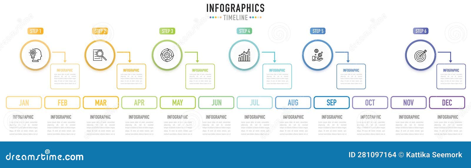 Timeline 12 Months Infographic for Business Presentation Stock Vector ...