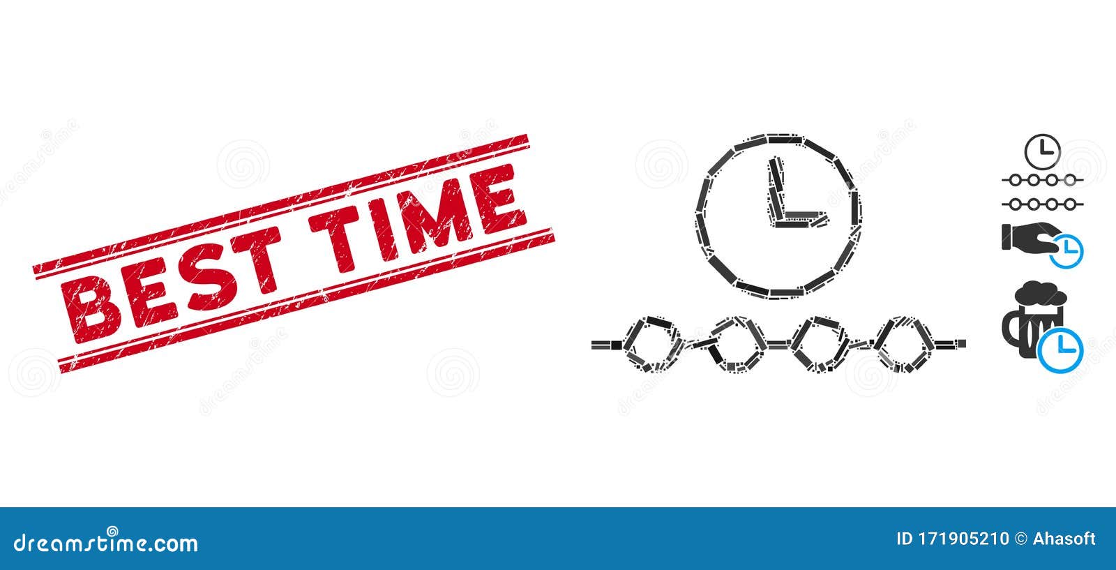 Timeline Mosaic and Scratched Best Time Stamp with Lines Stock Vector ...