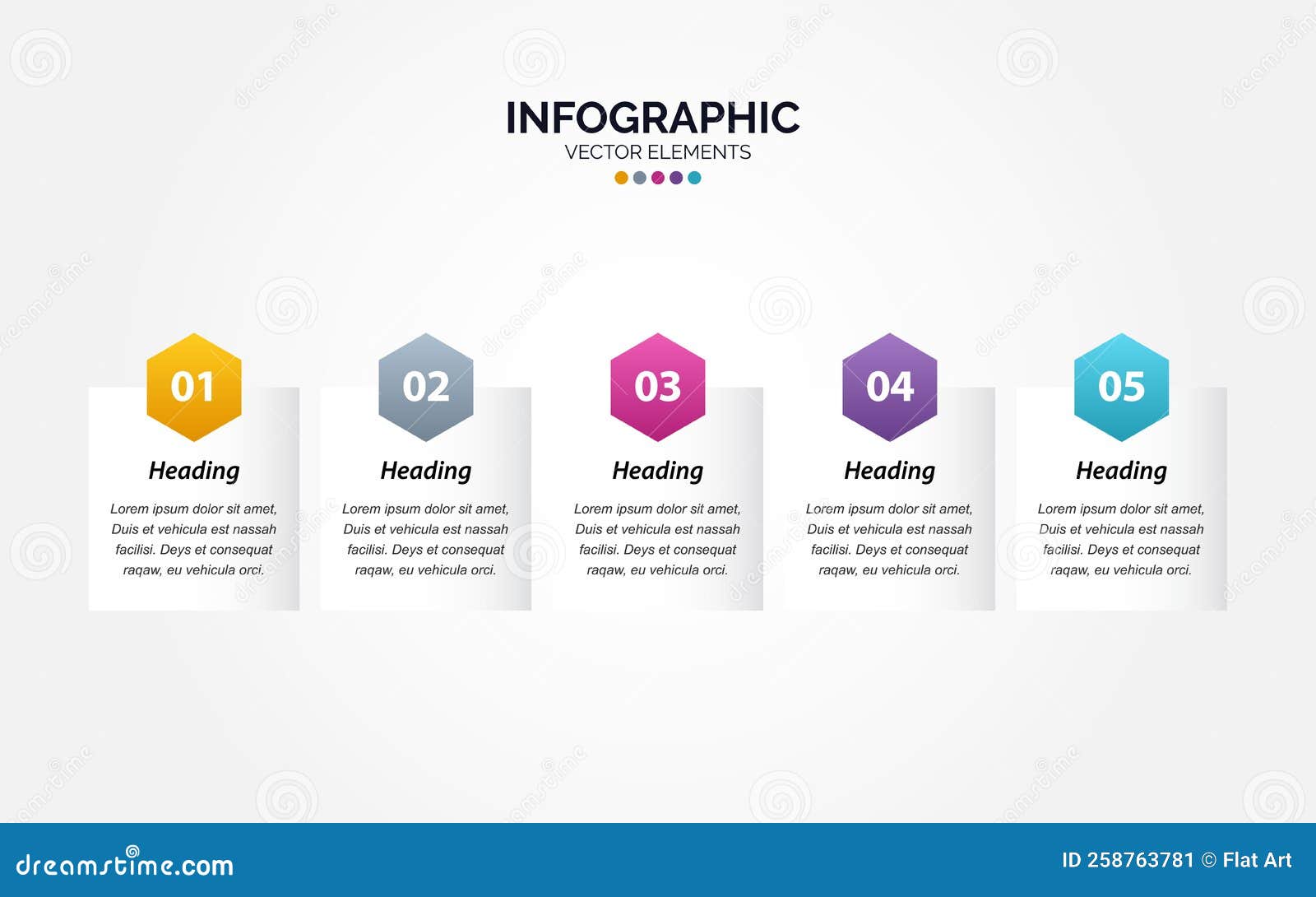 Timeline 5 Options Horizontal Infographic for Presentations Workflow ...