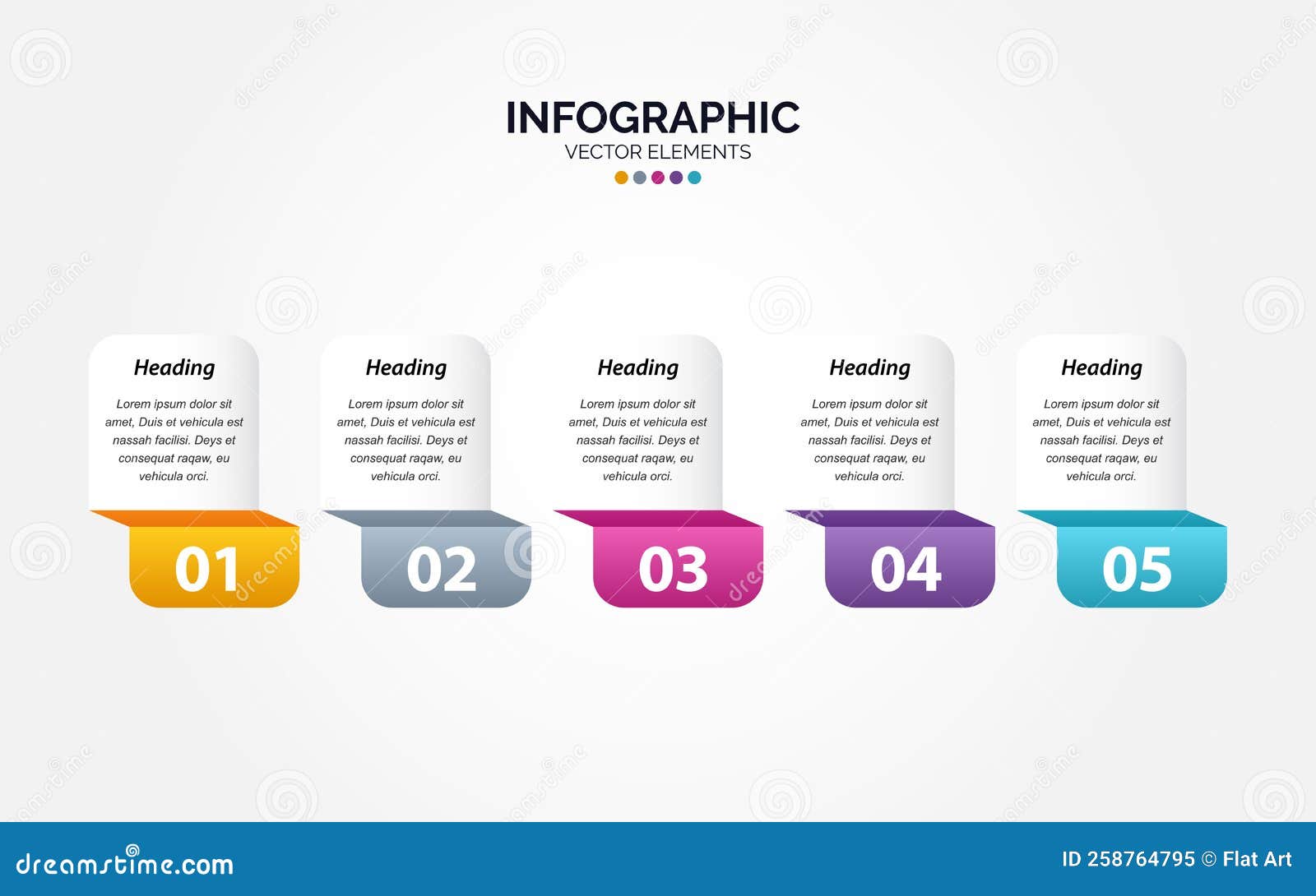 Timeline 5 Options Horizontal Infographic for Presentations Workflow ...