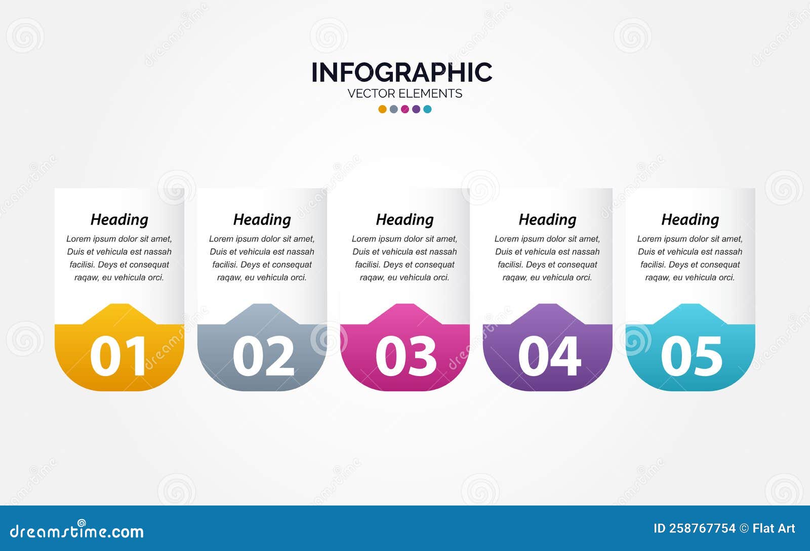 Timeline 5 Options Horizontal Infographic for Presentations Workflow ...
