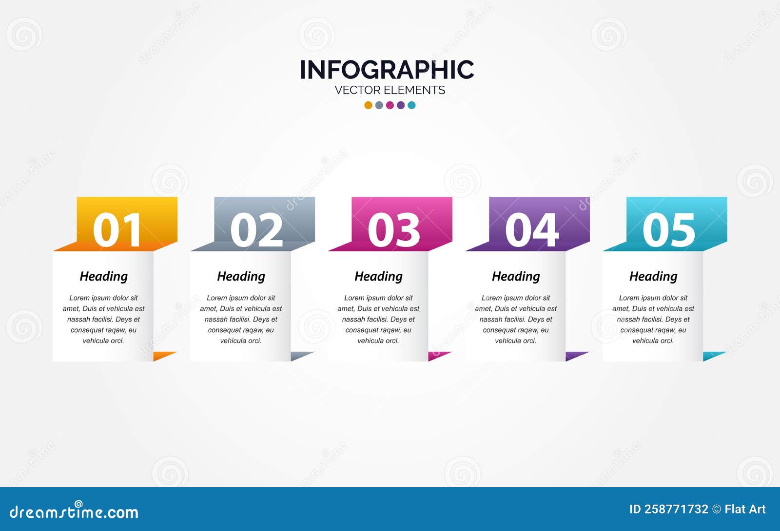 Timeline 5 Options Horizontal Infographic for Presentations Workflow ...