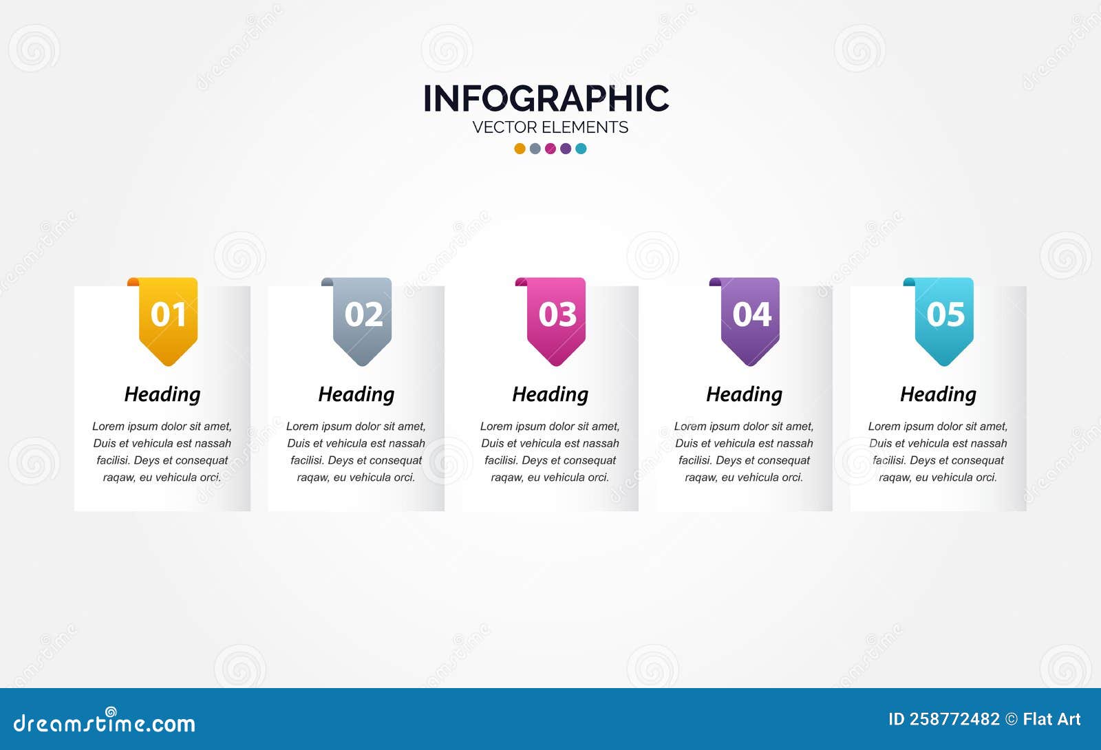 Timeline 5 Options Horizontal Infographic for Presentations Workflow ...